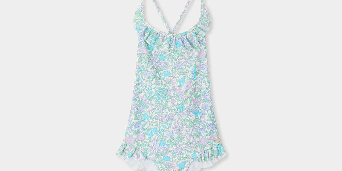 Lacy one-piece swimsuit in Liberty fabric • Bonpoint