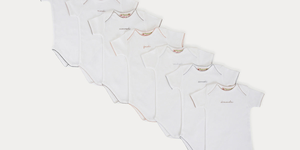 Baby Day-of-the-Week Onesies white • Bonpoint
