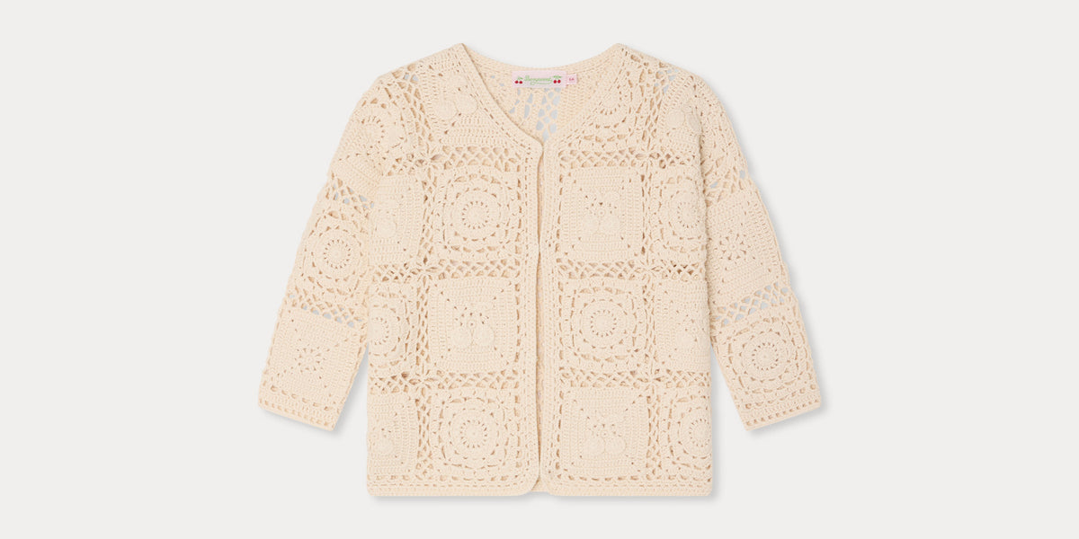 Lea-Marie hand-crocheted round neck cardigan • Bonpoint