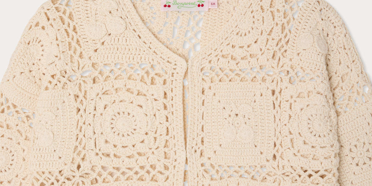 Lea-Marie hand-crocheted round neck cardigan • Bonpoint